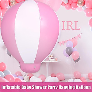 Syhood Half Hot Air Balloon with Air Pump Inflatable Baby Shower Party Hanging Balloon for Girls Boys Baby Indoor Outdoor Decoration for Kids Birthday Nursery Wedding Exhibitions (Pink,5 ft)