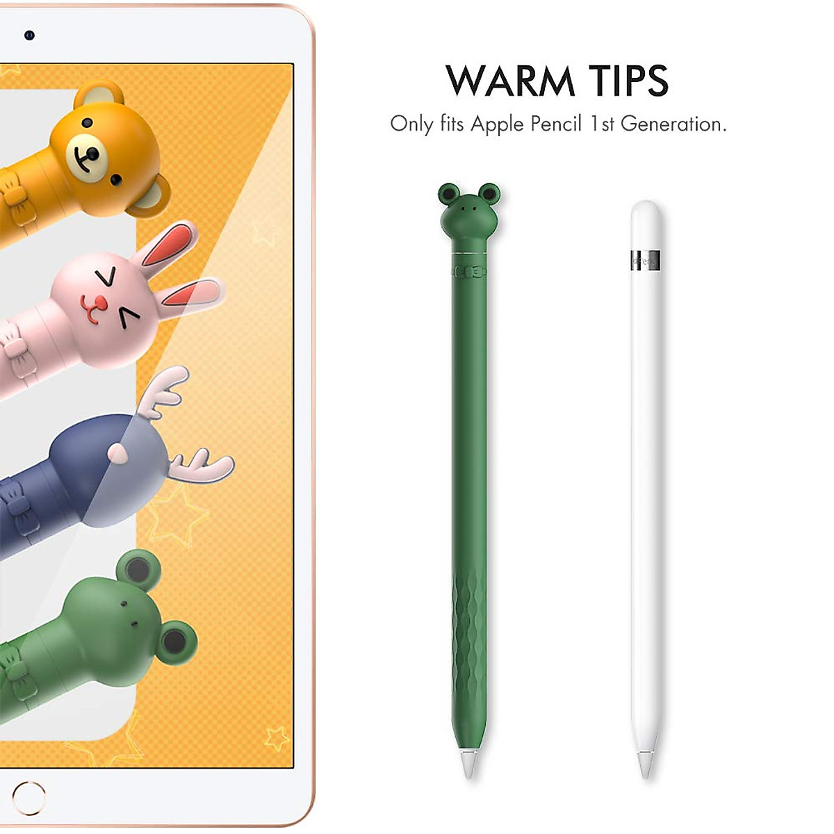 AhaStyle Case for Apple Pencil 1st Gen, Cute Cartoon Soft Silicone Sleeve Cover Accessories Compatible with Apple Pencil 1st Generation(Green Frog)