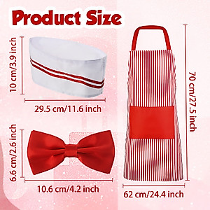 SATINIOR 4 Pcs Adult Waiter Costume Kits Hot Dog Soda Jerk Movie Night Waiter Cosplay Costume 50s Carnivals Circus Party(Red and White Stripe)