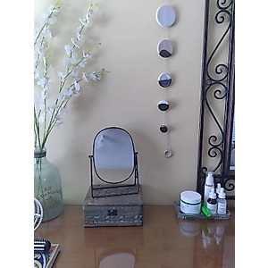 JOYOEIKON Classic Dual Sided 5X and 1X Magnifying Makeup Mirror and Tabletop Standing 360° Rotation Vanity Mirror,Desktop Cosmetic Mirror (Matt Black)