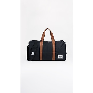 Herschel Novel Duffel Bag, Black/Tan Synthetic Leather, Classic 42.5L