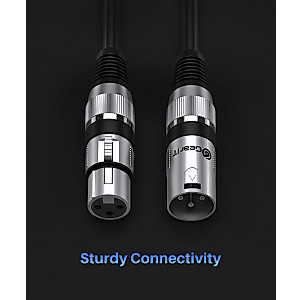 GearIT XLR to XLR Microphone Cable (1 Feet, 2 Pack) XLR Male to Female Mic Cable 3-Pin Balanced Shielded XLR Cable for Mic Mixer, Recording Studio, Podcast - Black, 1Ft, 2 Pack