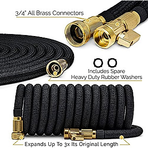 Morvat Expandable Garden Hose Water Pipe Garden Hose Sprayer Flex Hose-Lightweight No-Kink Flexible Collapsible Hose Premium Fabric 5500D 3/4" Solid Brass Fittings Built-in Quick Shut-Off Valve 150 FT