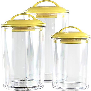 Calypso Basics by Reston Lloyd Acrylic Storage Canisters, Set of 3, Lemon