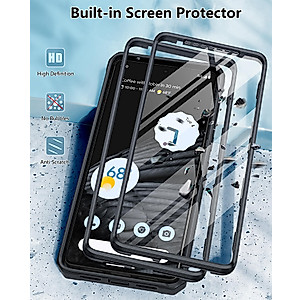 FNTCASE for Google Pixel 7 Pro Phone Case: Military Grade Rugged Belt-Clip Holster with Built-in Screen Protector & Kickstand | Extra Front Frame | Tough Shockproof Protective Cover 6.7 inch-Black
