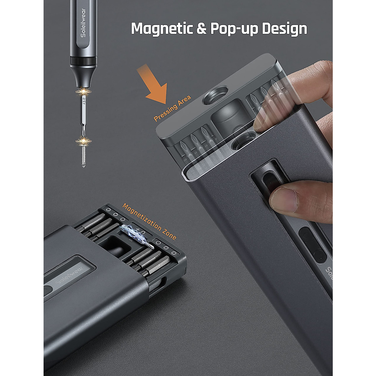 Mini Electric Screwdriver, 52 in 1 Electric Screwdriver Kit with 48 Magnetic Bits, Soleilwear Precision Screwdriver Cordless Repair Tool for Phone Camera Laptop Watch