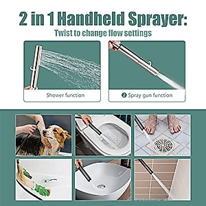 Heyalan Handheld Shower Handheld Shower Spray Bathroom Shower Wand High Pressure Luxury Hand Shower Brass High Flow Hand Shower Head,Dual Functions Style,Brushed Nickel