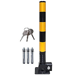 CAIMIAO Car Parking Space Lock Bollard Lockable Folding Security Post with Flexible Spring Collision Avoidance Bollard Parking Post with Keys (Color : Yellow, Size : Yellow)