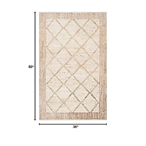 SAFAVIEH Kilim Collection Accent Rug - 3' x 5', Natural & Beige, Handmade Moroccan Jute, Ideal for High Traffic Areas in Entryway, Living Room, Bedroom (KLM457A)
