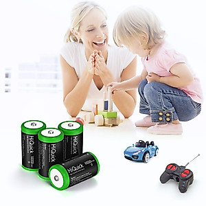 HiQuick D Rechargeable Batteries, 10000mAh 1.2V NiMH Per-Charged D Cell Long Lasting D Size Batteries with Store Boxes(4 Pack)