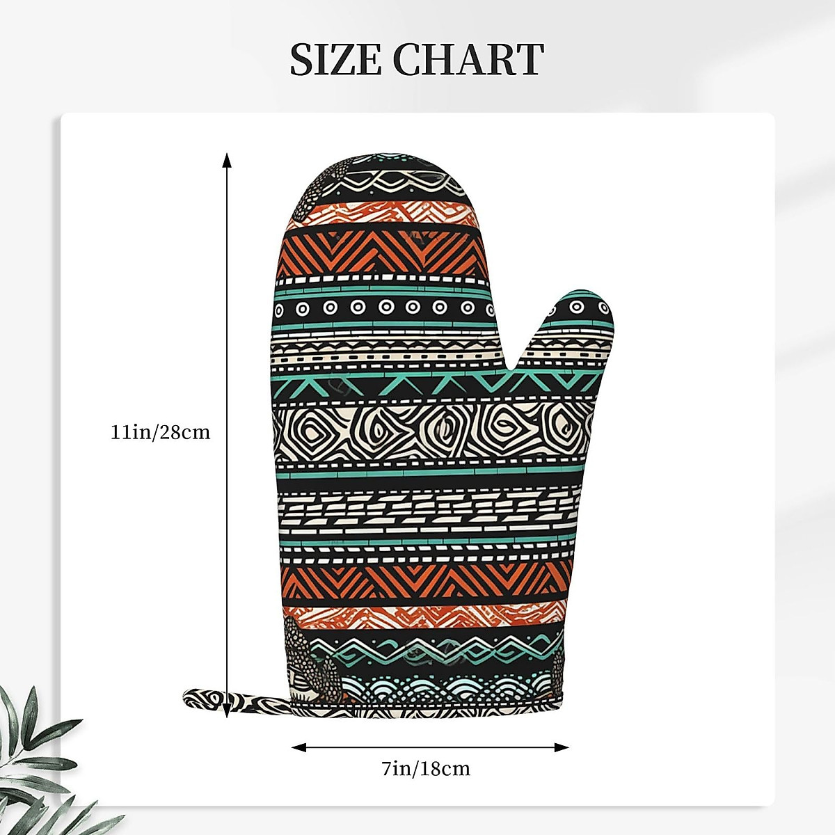 Ethnic Turtle Striped Printed Oven Mitts Heat Resistant Oven Gloves Non-Slip Silicone Kitchen Gloves for Cooking Baking BBQ Gloves 1 Pair