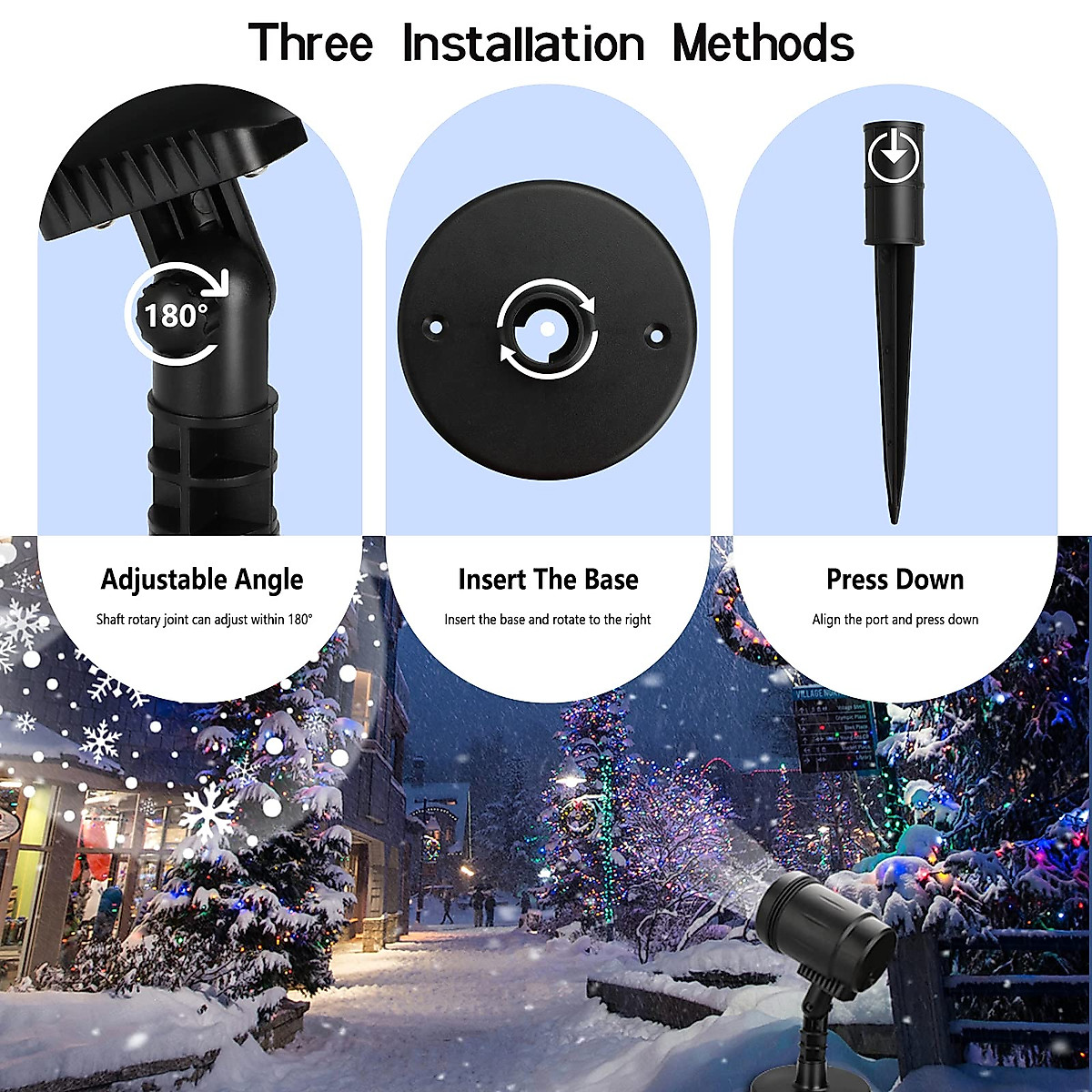 (2021 Version) Christmas Snowflake Projector Lights, 180°Rotating LED Snowfall Projection Outdoor Lights Outdoor Indoor, Waterproof LED Snow Falling Projector for Patio, Garden, Party