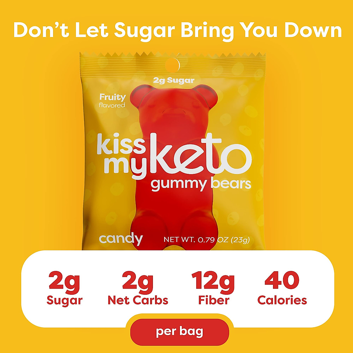 Kiss My Keto Gummies Candy – Low Carb Candy Gummy Bears, Keto Snack Pack – Healthy Candy Gummys – Sugar Free Gummy Bears, Keto Gummy Bear Candy – Keto Gummy Bears (12-pack)