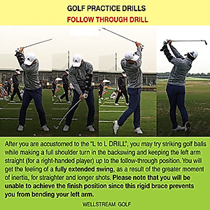 Weighted Elbow Brace - Shoulder Turn & Straight Arm Golf Swing Trainer Increasing The Moment of Inertia Force (Rigid, US Patented)