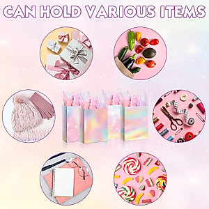 Maitys 24 Pieces Pastel Rainbow Gift Bags with Tissue Paper Rainbow Party Favor Bags Pastel Goodie Candy Bags Pastel Rainbow Party Supplies for Kids Girls Birthday Wedding Baby Shower Decorations