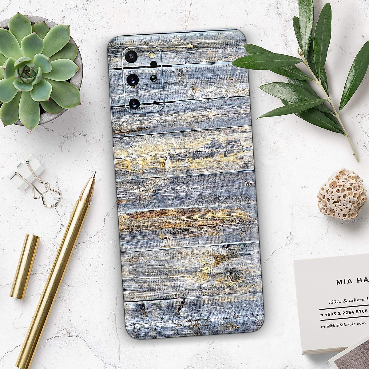 DesignSkinz Vintage Wooden Planks with Yellow Paint Protective Vinyl Decal Wrap Skin Cover Compatible with The Samsung Galaxy S20 (Screen Trim & Back Glass Skin)