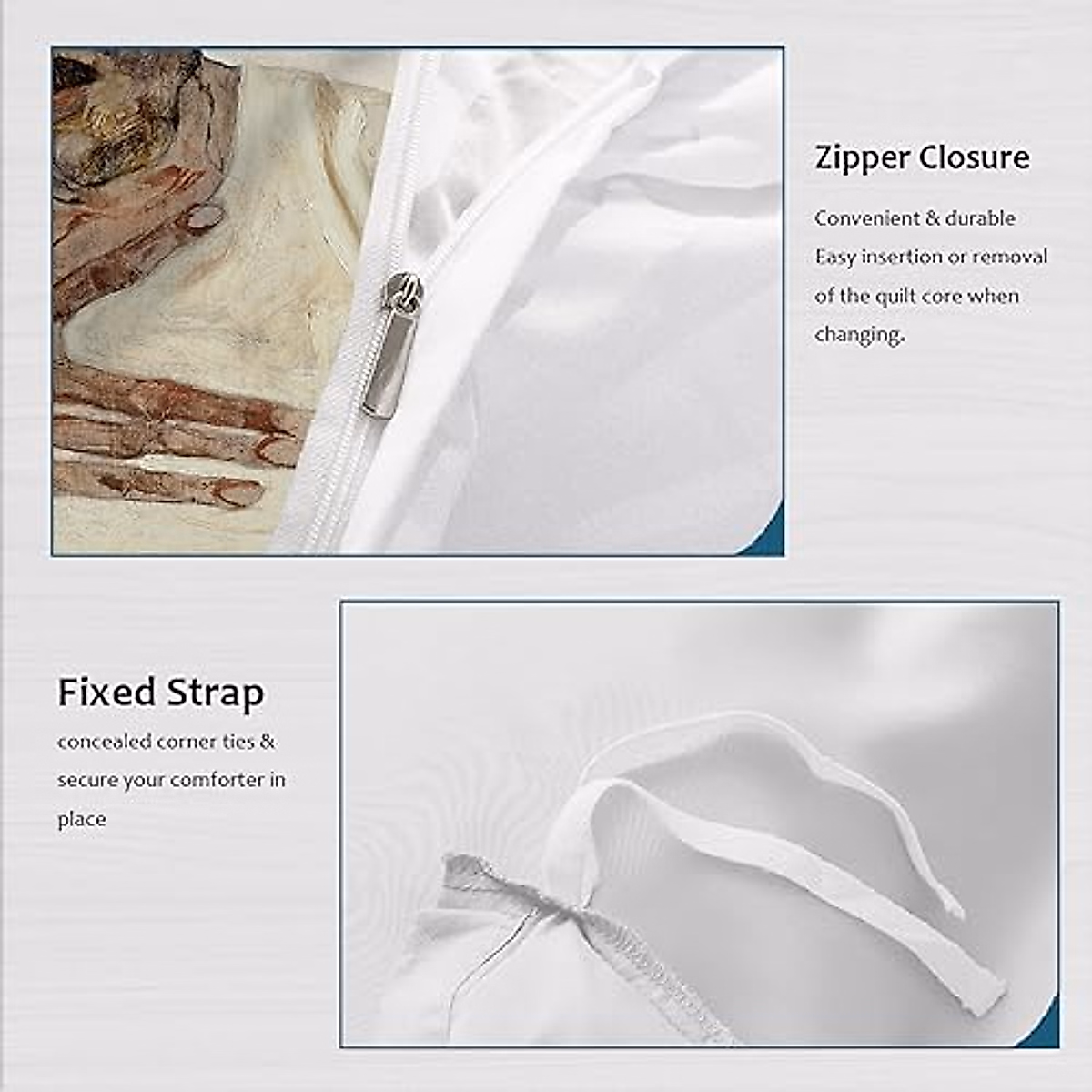 HOBBOY Beige Bedding Sets 3 Pieces Lightweight Duvet Quilt Cover with Zipper Ties 2 Pillow Shams Egon Schiele Self Portrait Duvet Cover Sets Twin