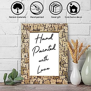 AEVVV Natural Wood 4x6 Inch Picture Frame for Cat Lovers - Kitten Themed Picture Frame - Cat Lovers Gifts - Photo Frames for Wall and Desktop Display, Vertical Portrait