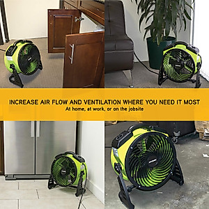 XPOWER FC-250D DC Motor Heavy Duty Industrial High Velocity Whole Room Air Mover Air Circulator Utility Floor Fan, Variable Speed, Timer, 13 inch, 1560 CFM