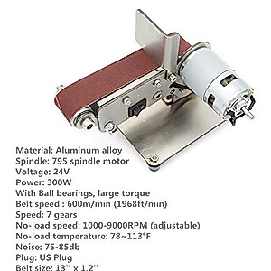 Belt Sander Electric Mini Belt Sander Grinder Polisher Sharpener Polishing Grinding Machine DIY Sand Mill Adjustable Speed Wood Sanding Tool (9000RPM 795 Motor, Adjustable Angle)