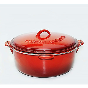 9 Qt. Red Enamel Coated Cast Iron Dutch Oven