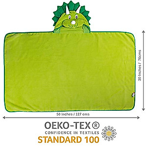 Little Tinkers World Premium Hooded Towel for Kids | Dinosaur Design | Ultra Soft and Extra Large | 100% Cotton Bath Towel with Hood for Girls & Boys