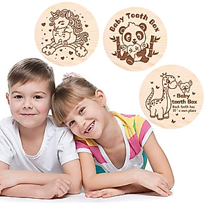 PLIGREAT 3Pcs Baby Tooth Box, Wooden Teeth Storage Box, Cute Tooth Keepsake Box Tooth Fairy Boxes for Kids Boys Girls Tooth Containers Tooth Organizer, Baby Shower Presents Children's Birthday Gifts