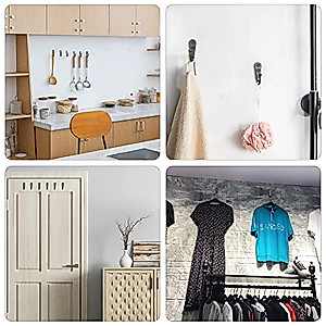 PRIGVOT 15 Pcs Black Wall Mounted Coat Hooks, Hanger Hook with 50 Pieces Screws for Towel, Key, Robe, Scarf, Bag, Cap, Coffee Cup, Mugs