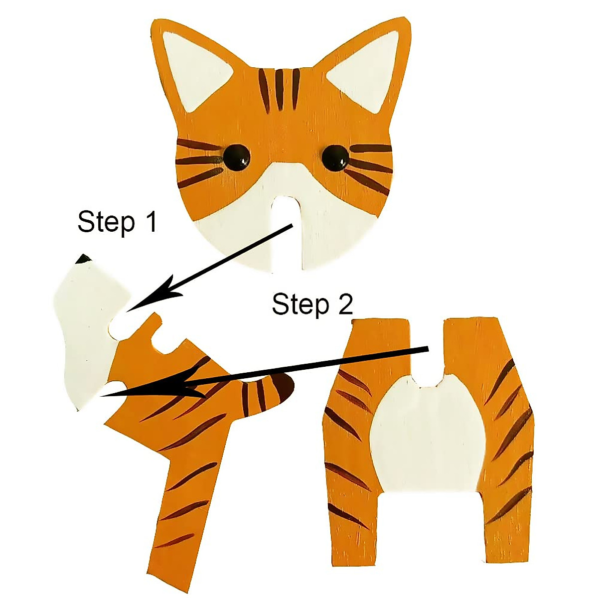 Red Dollar Handmade Wood Carved Animal Eyeglass Holder, Sunglasses Display Stand, Nightstand Home Office Desk Decor, Christmas Holiday New Year Business (Cat)