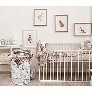 HIYAGON Baby Laundry Hamper Basket Baby Hamper for Nursery Boy and Girl Cute Kids Toys Storage Bin Organizer Animal Room Decor(Animals)
