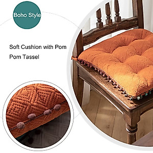 Wadser Cozy Seat Cushion Bohemian Chair Pad with Ties Gradient Pom Pom Dining Seat Pad for Kitchen Dining Room Office Cars Balcony Patio Furniture Blue 16x16
