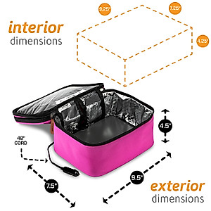 HOTLOGIC Mini XP Portable Electric Lunch Box Food Heater - Expandable Food Warmer Tote and Heated Lunchbox for Adults Work/Car/Home - Easily Cook, Reheat, and Keep Your Food Warm - PINK - 120V