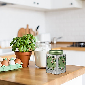 BESPORTBLE Tea Tin Canister with Airtight Double Lids, Airtight Loose Tea Canister Tinplate Empty Tin Chinese Style Tea Jar - Kitchen Canister for Loose Tea, Coffee, Candy, Herbs and Spices