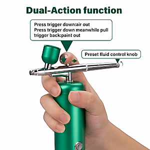 Cordless Airbrush Kit with Compressor,Upgraded 30PSI Portable Mini Airbrush Gun Set, Handheld Chargeble Dual Action air Brushes for Painting, Makeup, Nail, Mode, Cake, Tattoo