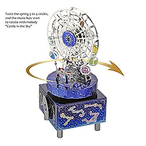 Microworld 3D Metal Puzzle, Music Box Zodiac Ferris Wheel Metal Model Kits, DIY 3D Puzzle Art Craft Gift Toy for Teen (Castle in The Sky)