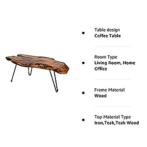 Badang carving natural teak coffee table with clear lacquer finish