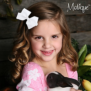 3 Inch Grosgrain Bow for Little Girls- Set of 2 (White)