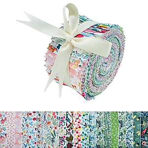 Jelly Roll Fabric Strips for Quilting Precut Floral Cotton Fabric Strip Bundle for Crafts Spring Color Jelly Rolls for Quilting Precuts Cloth Quilts 2.5 Inches (40Pcs)