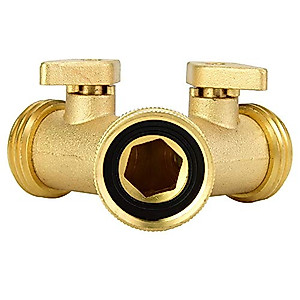 TOPINCN 3/4 Inch Double Outlet Water Pipe Fitting Brass Ball Valve Hose Fitting for Garden