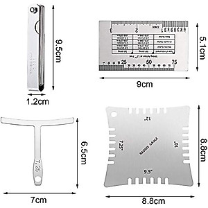 TIMESETL 17 Pcs Guitar Luthier Tools Including 4 Guitar Notched Radius Gauges, 9 Understring Radius Gauge Luthier Tools, 32 Blades Feeler Gauge, String Action Gauge Ruler and 2 Fingerboard Guards