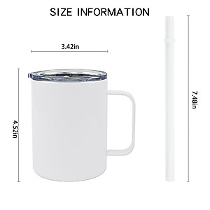 JYLJINGYULI 6 Pack 12 oz Sublimation Tumblers with handle Coffee Blanks, with Lid and Straw Cups Blank Bulk, Straight Skinny Insulated Cup Stainless Steel Water Bottle for Craft DIY…