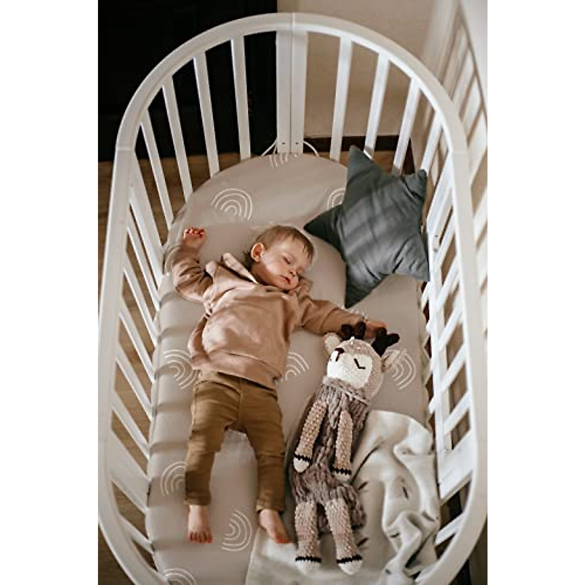 Bear’s Little Fish 100% Organic Cotton Baby Bassinet Sheets - Soft Fitted Crib Sheets for Hourglass Rectangular Oval Bassinet Mattress Pad Basket For Bedside - 3-Pack