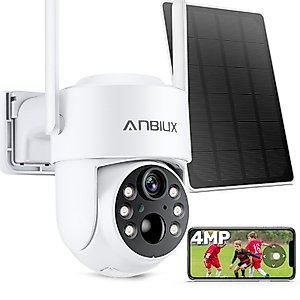 ANBIUX 2.5K 4MP Solar Security Cameras Wireless Outdoor, Solar Cameras for Home Security Outside, 2.4Ghz WiFi Camera with PIR Detection, Color Night Vision, 2-Way Audio, Siren, IP66, Events Recording