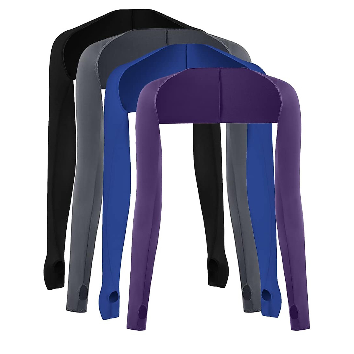 4 Pieces UV Protection Sun Shawl Cooling Arm Sleeve with Thumb Hole for Women Men Cycling Golf Sleeves Shrug, One Size