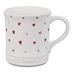Le Creuset La'Amour Stoneware Mug, White with Heart Applique
