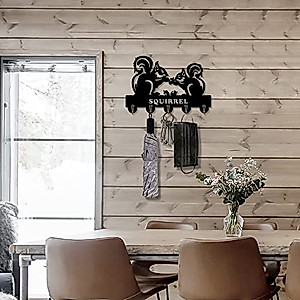 KingLive Squirrel Wall Mounted Key Rack, Key Hooks Wall Hanger Home Room Decor for Children, with 5 Sturdy Key Hooks for Front Door, Entryway, Hallway, Farmhouse