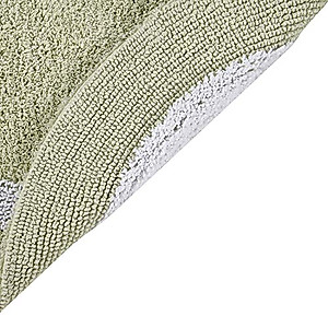 Better Trends Hotel Collection is Super Absorbent Reversible Double Sided Thick Bath Mat Rug Machine Washable 100% Cotton in Race Track Pattern, 30" Round, Sage & White