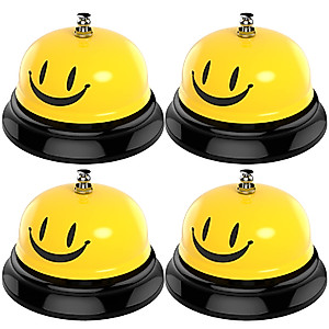 Call Bell, Service Bell Dinner Desk Bell for The Porter Kitchen Restaurant Bar Hotel Schools (4 Pack, Yellow)