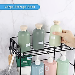 Vrisa 2 Pack Over The Toilet Storage Shelf 2-Tier Bathroom Organizer Over Toilet Multifunctional Toilet Rack with Hook and Paper Holder No Drilling Space Saver with Wall Mounted Design(Black)