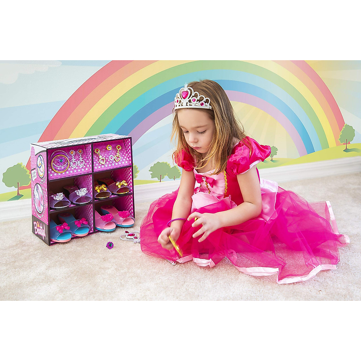 fash n kolor Princess Dress Up Pretend Play Shoes set, Jewelry Boutique, Fashion Princess Toys Accessories for Little Girls Dress Up Costumes for play gift set, For ages 3,4,5,6 Years Old and up